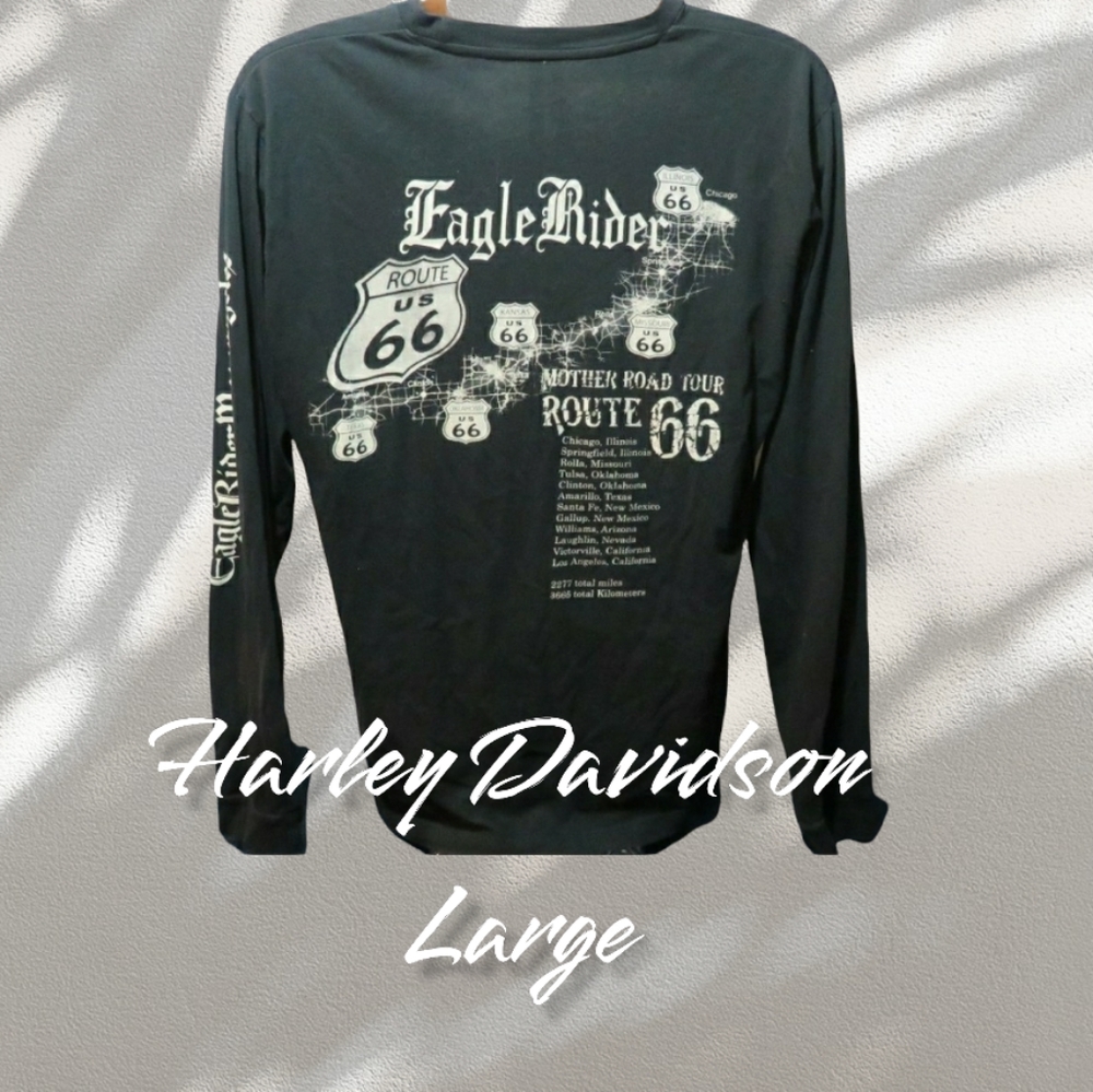 Harley Davidson Eagle Rider Route 66 Long Sleeve Vint… - Gem